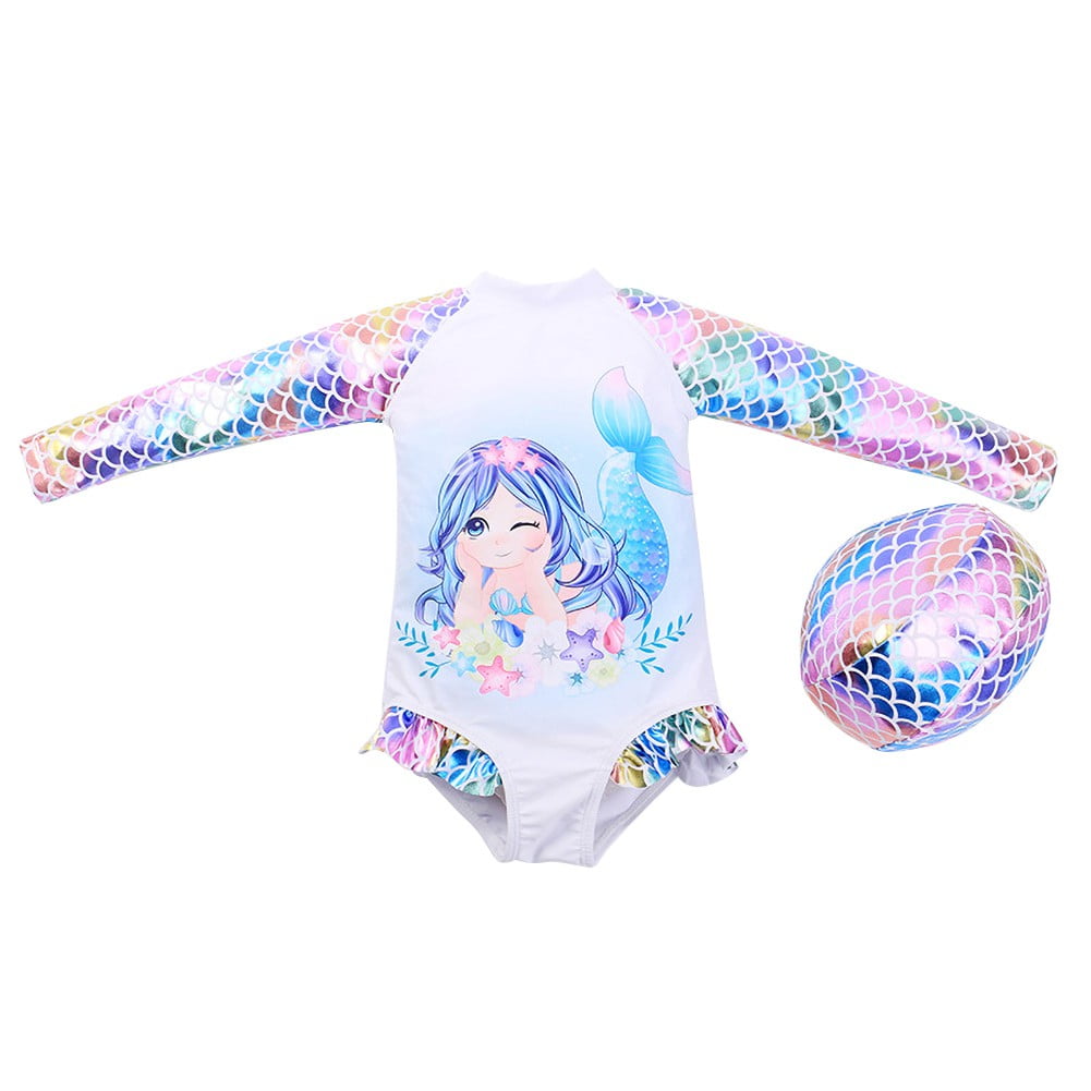 BULLPIANO Girls Swimsuits Bathing Suit Sets Mermaid Swimwear with Hat 3 ...