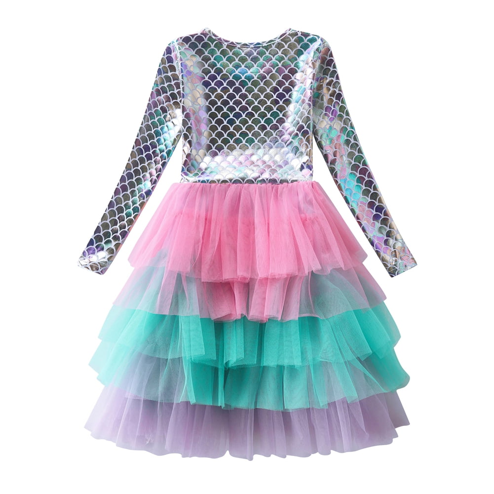 BULLPIANO Girls Tulle Dresses Long Sleeve Toddler Girls Clothes Party ...