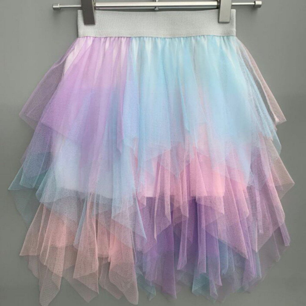 BULLPIANO Girls Tutu Skirts Gradient Color Layered Tulle Skirt ...