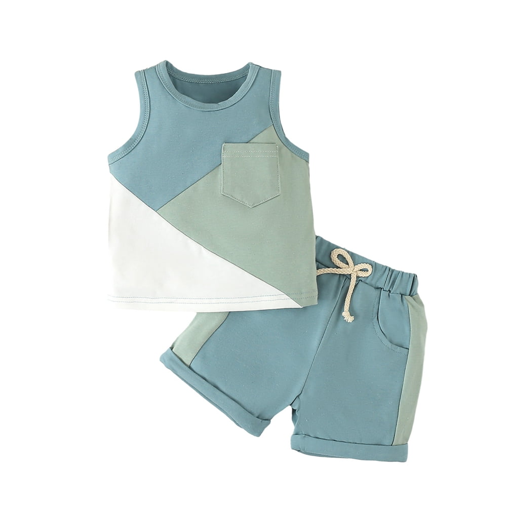 BULLPIANO Infant Baby Boy Summer Clothes Color Block Sleeveless Tank ...