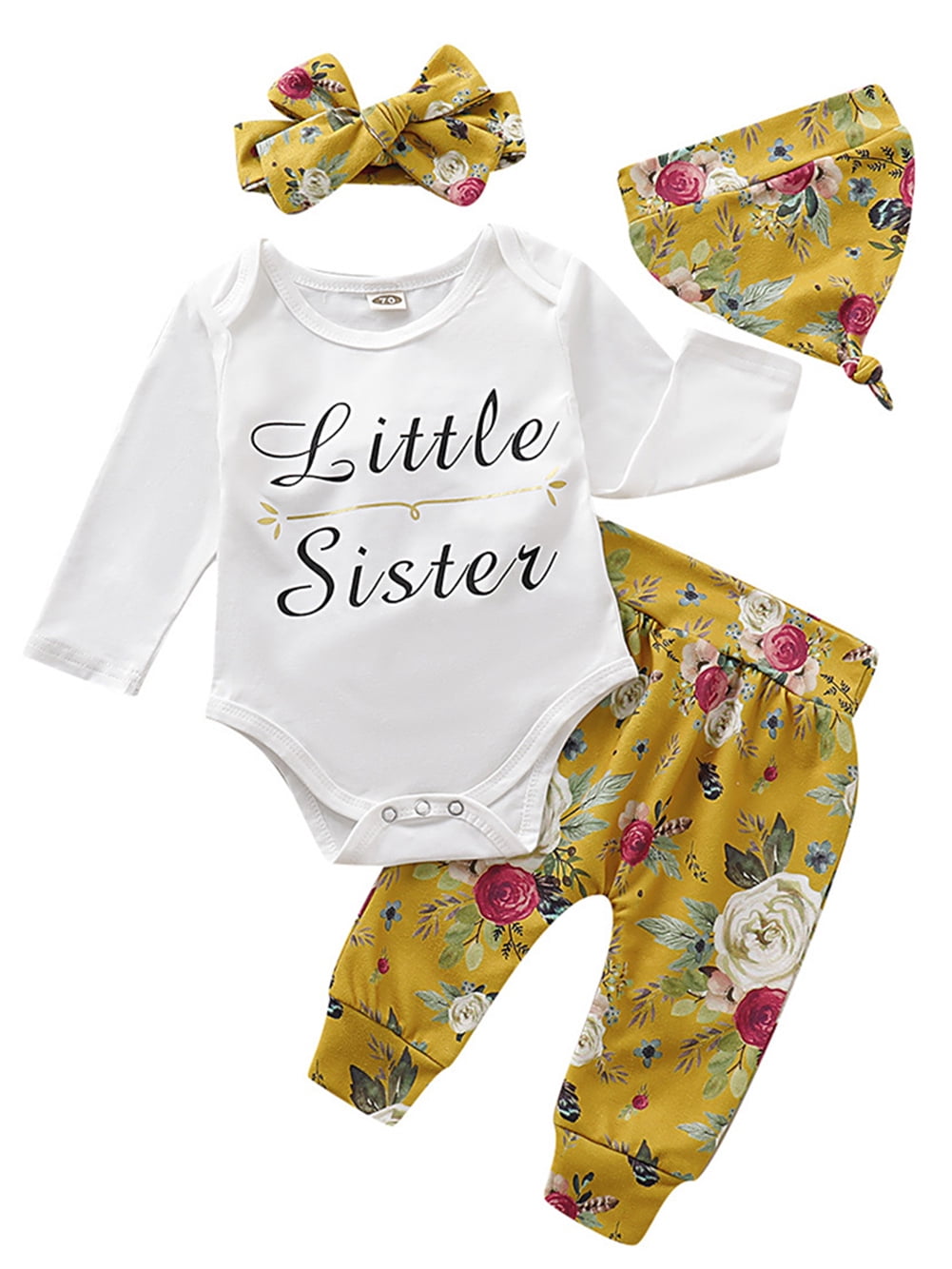 BULLPIANO Infant Baby Girl Romper Pants Headband Hat Clothes Outfit Set ...