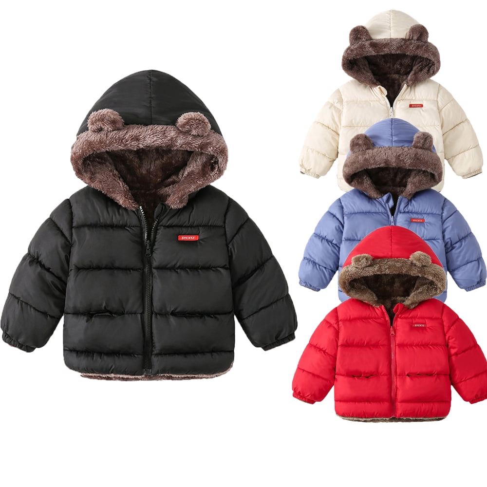 BULLPIANO Infant Baby Winter Coat Bear Hooded Padded Jacket Warm Fleece Snowsuit Warm Outerwear ...