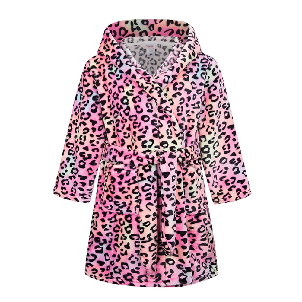 BULLPIANO Kids Bathrobe Fleece Hooded Soft Towel Robe for Girls Boys ...