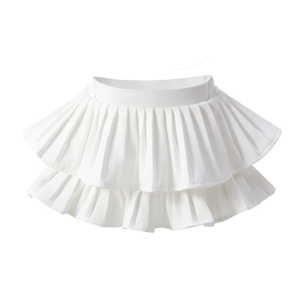 BULLPIANO Kids Girls Tiered Layer Skirts Casual Stretch Waist Flared ...