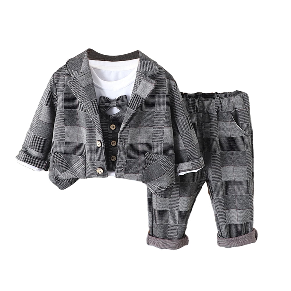 BULLPIANO Kids Toddler Baby Boys Spring Autumn Plaid Long Sleeve T ...