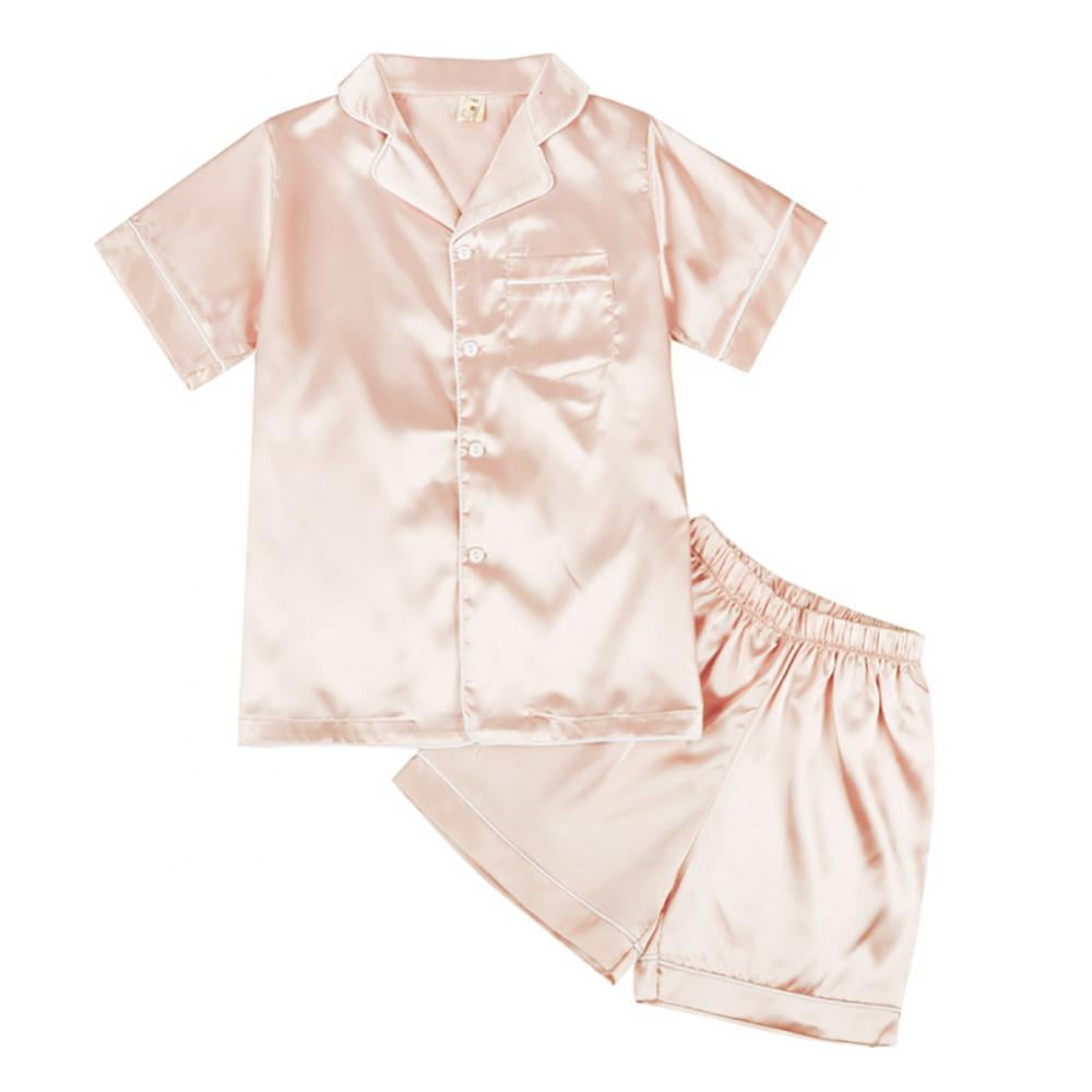 BULLPIANO Little Boys Girls Short Satin Pajamas Set Classic Silk Pjs ...