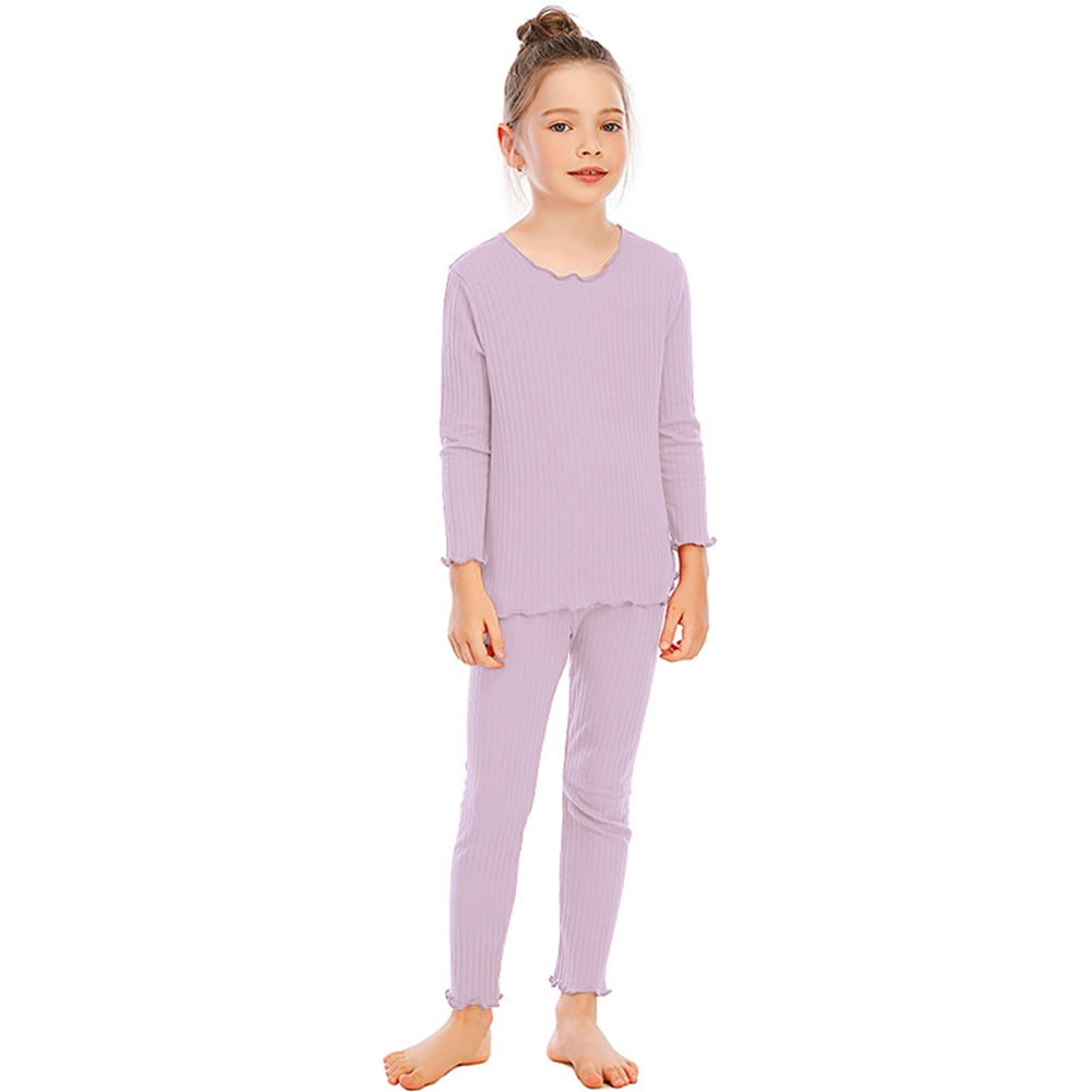 BULLPIANO Little Girls Long Sleeve Pajamas Set Ruffled Pajama Basic ...