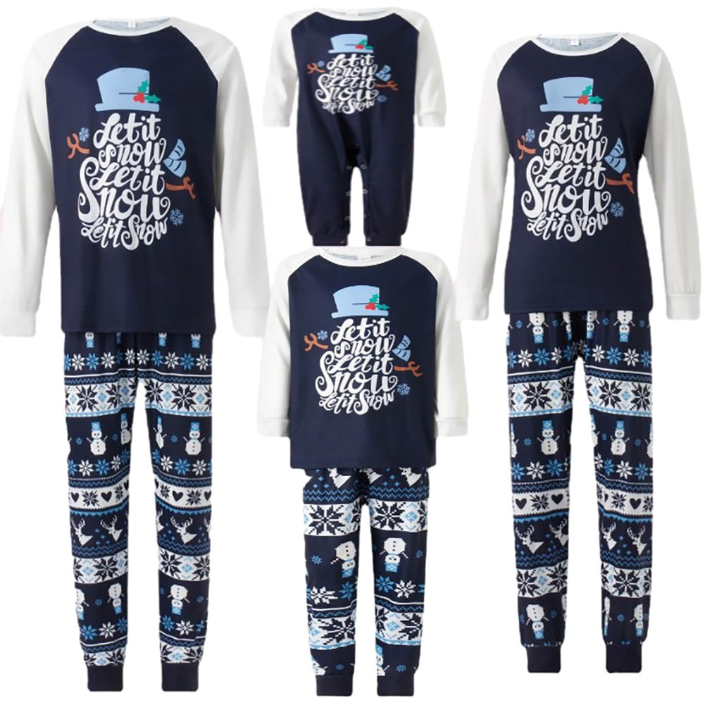 BULLPIANO Matching Christmas Pajamas for Family Letter Printed Tops ...
