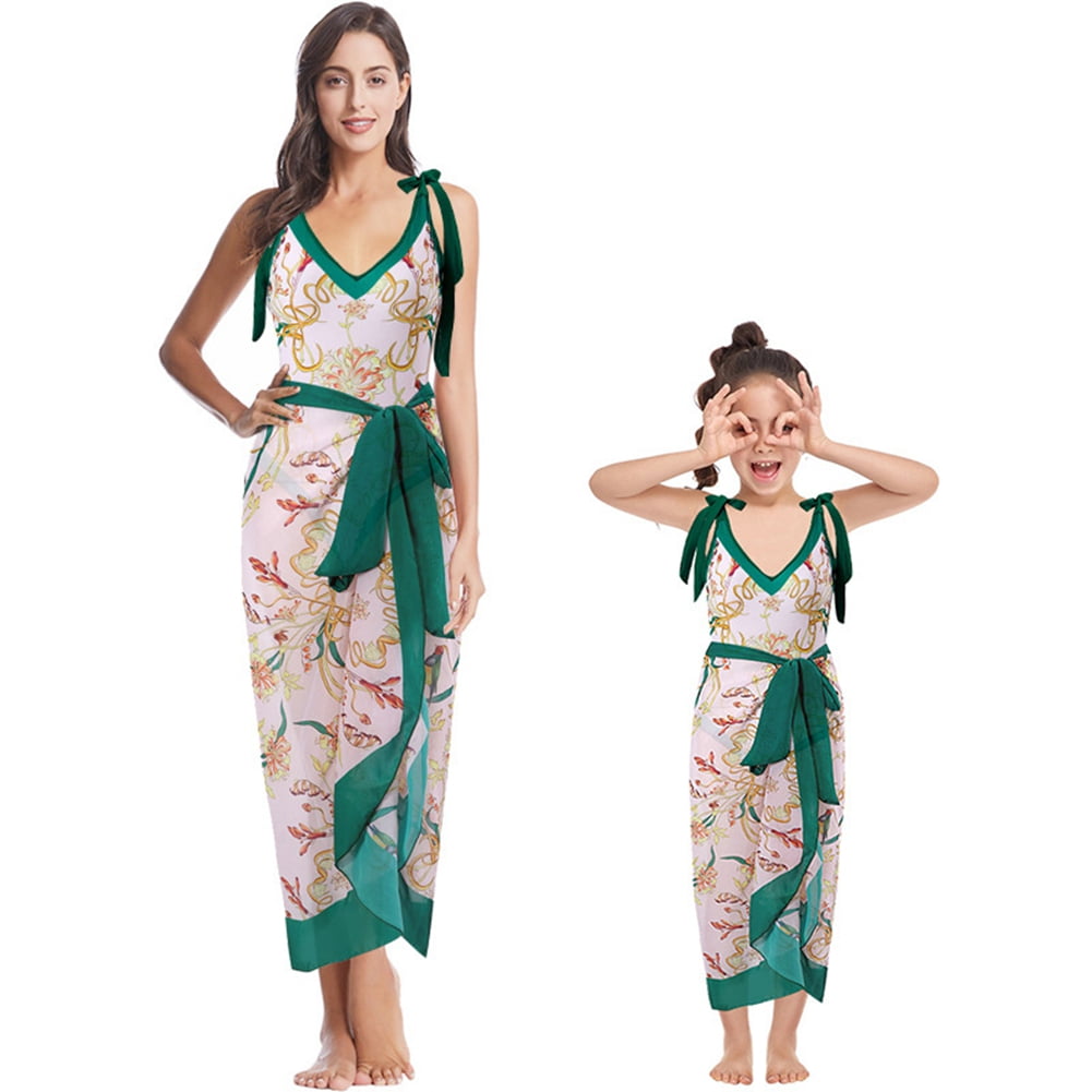 BULLPIANO Mommy and Me Swimsuits Women Girls Floral Printed Monokini ...