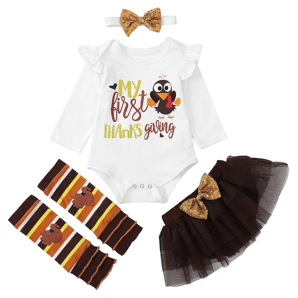 BULLPIANO My First Thanksgiving Infant Baby Girls Clothes Romper Top ...