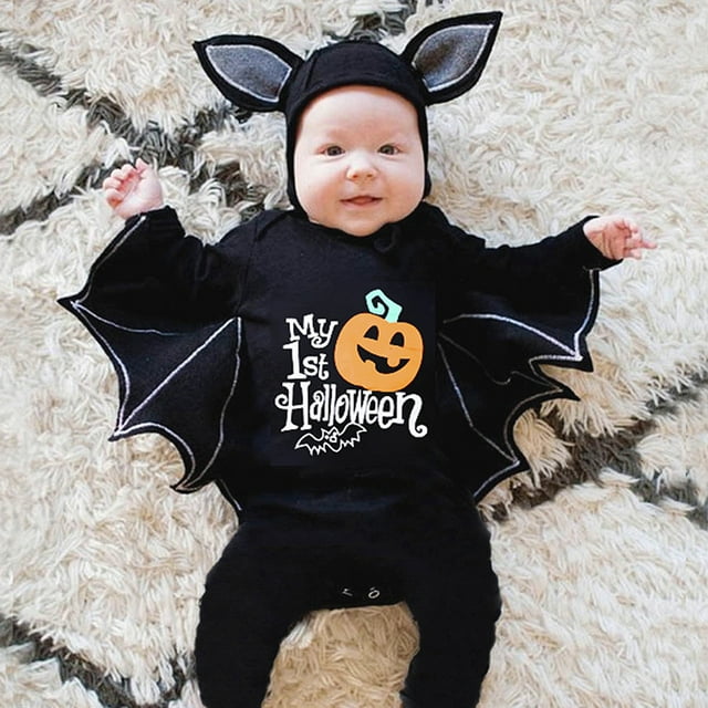 BULLPIANO Newborn Baby Boy Girl Halloween Costume Clothes Infant Toddler Cartoon Bat Romper ...