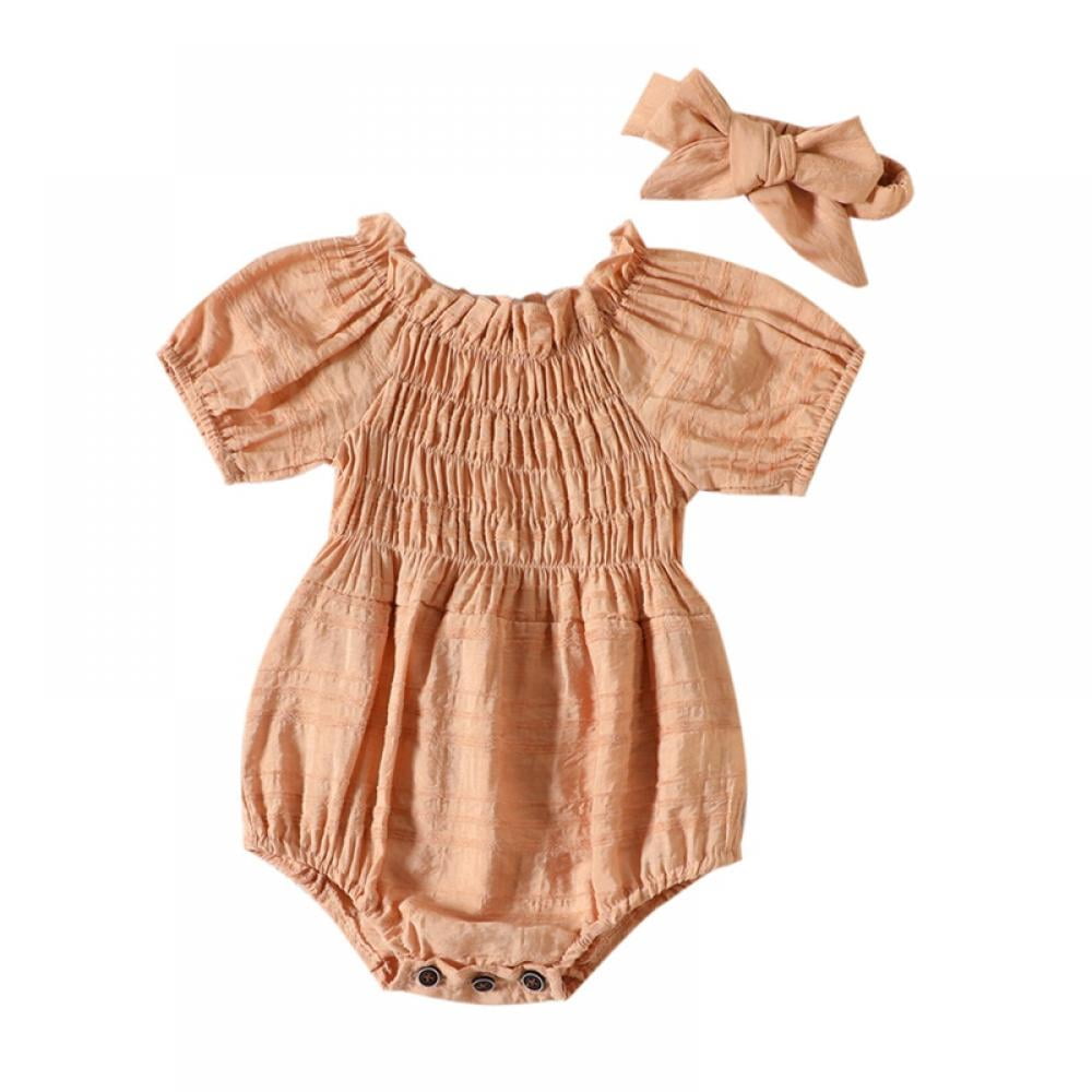 BULLPIANO Newborn Baby Girl Romper One Pieces Ruffled Sleeve Bodysuit Baby Girl Jumpsuit With ...
