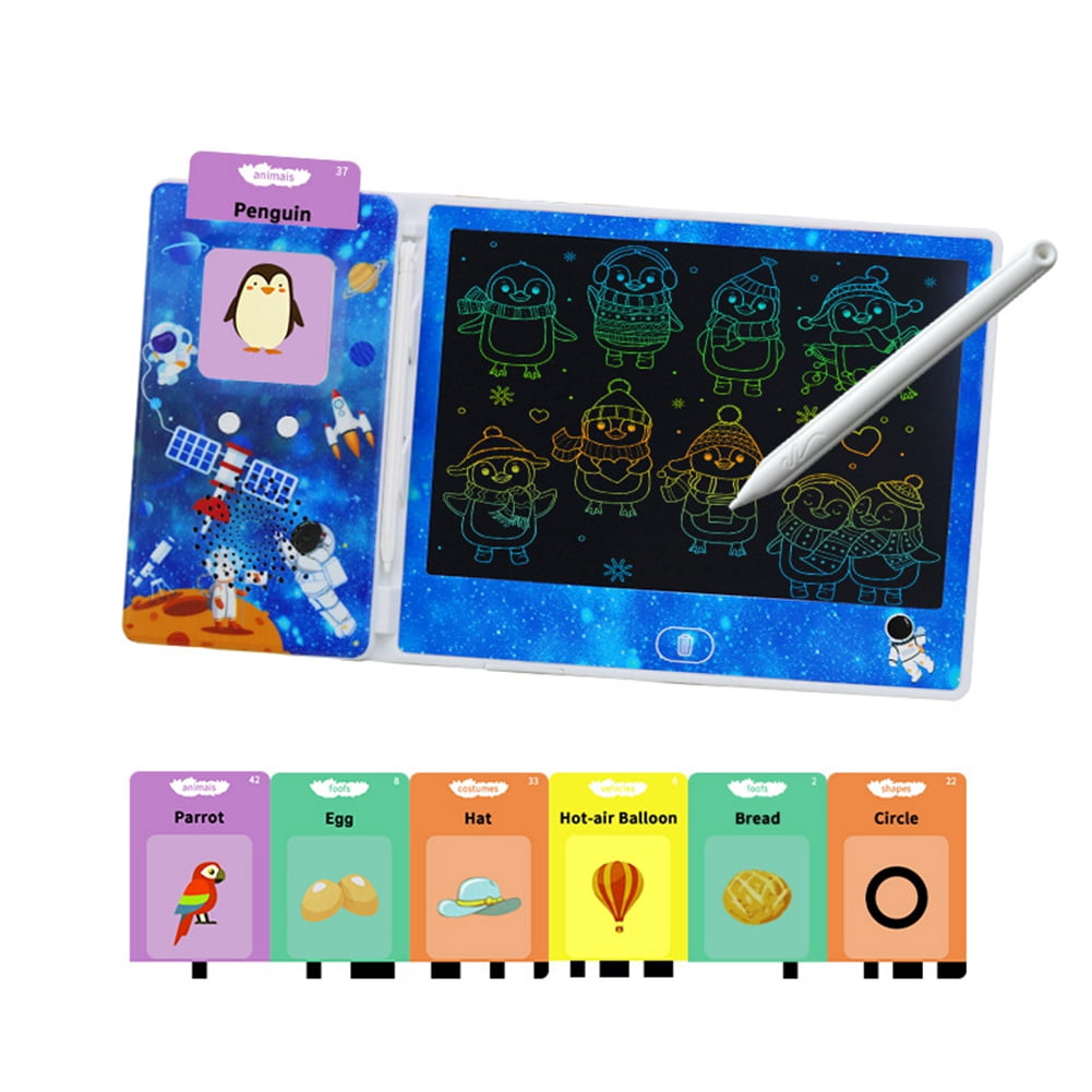 BULLPIANO Talking Flash Cards with LCD Writing Tablet Speech Sensory ...