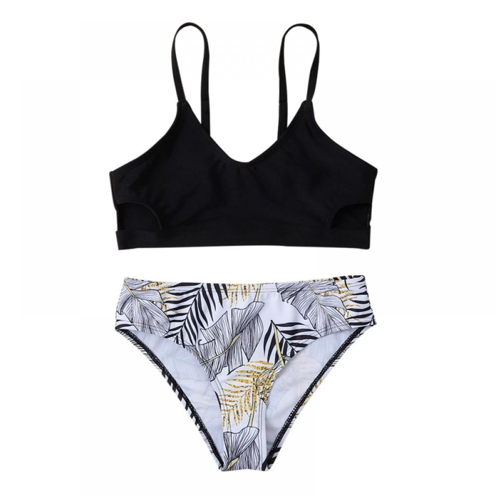 BULLPIANO Teen Girls' Swimsuits Two-Piece Swimsuit V-Neck Bikini ...