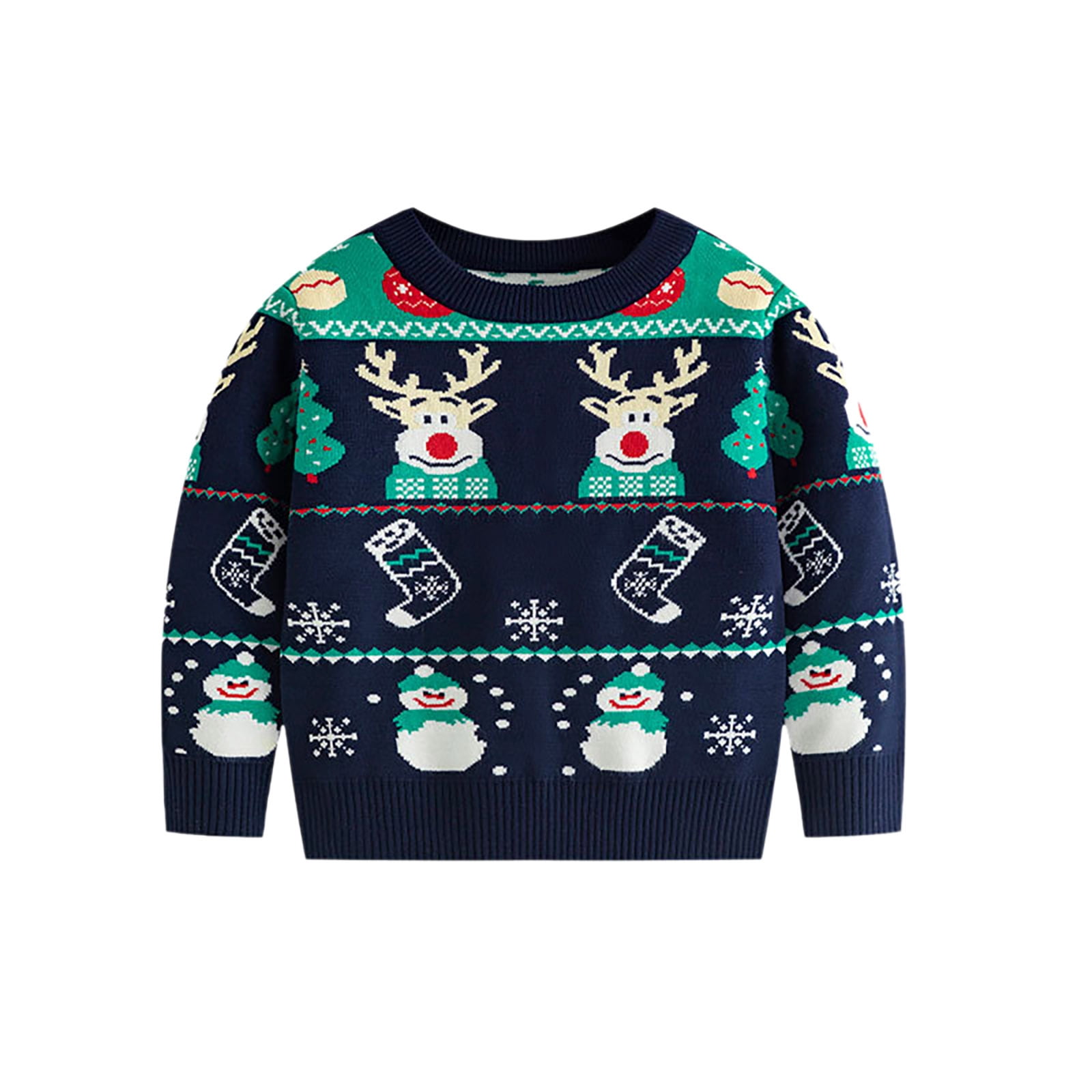 BULLPIANO Toddler Baby Boys Girls Christmas Sweater Knit Crew Neck Long ...