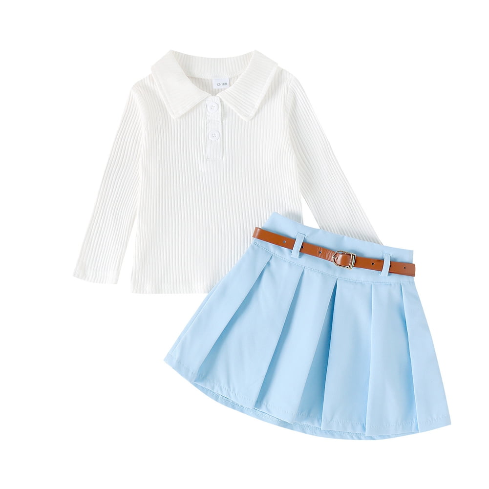 BULLPIANO Toddler Baby Girl Fall Winter Clothes Lapel Collar Long Sleeve Ribbed T-Shirt Tops ...