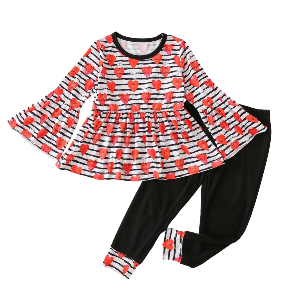 BULLPIANO Toddler Baby Girl Ruffle long Sleeve Top Bell Bottom Pants 2 ...