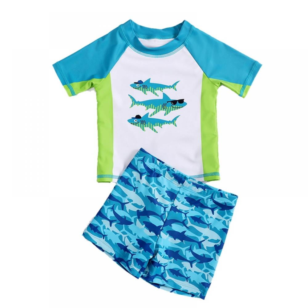 BULLPIANO Toddler Boys Swimsuits Set 2 Piece Swimwear Set Short Sleeve ...