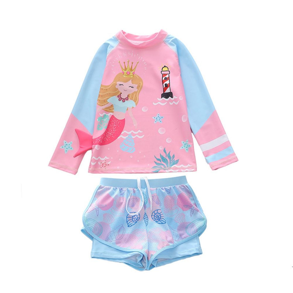 BULLPIANO Toddler Girls Rash Guard Sets Kids Beach Bathing Suit Two ...