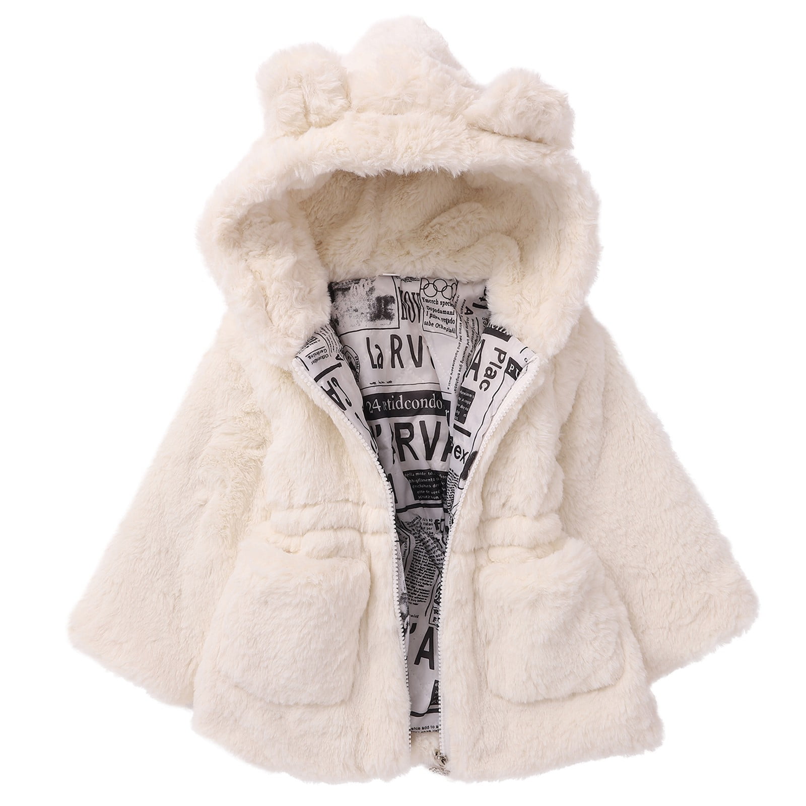 BULLPIANO Toddler Girls Winter Fleece Coats Jacket Kids Thicken Hooded Faux Jacket Baby Warm ...