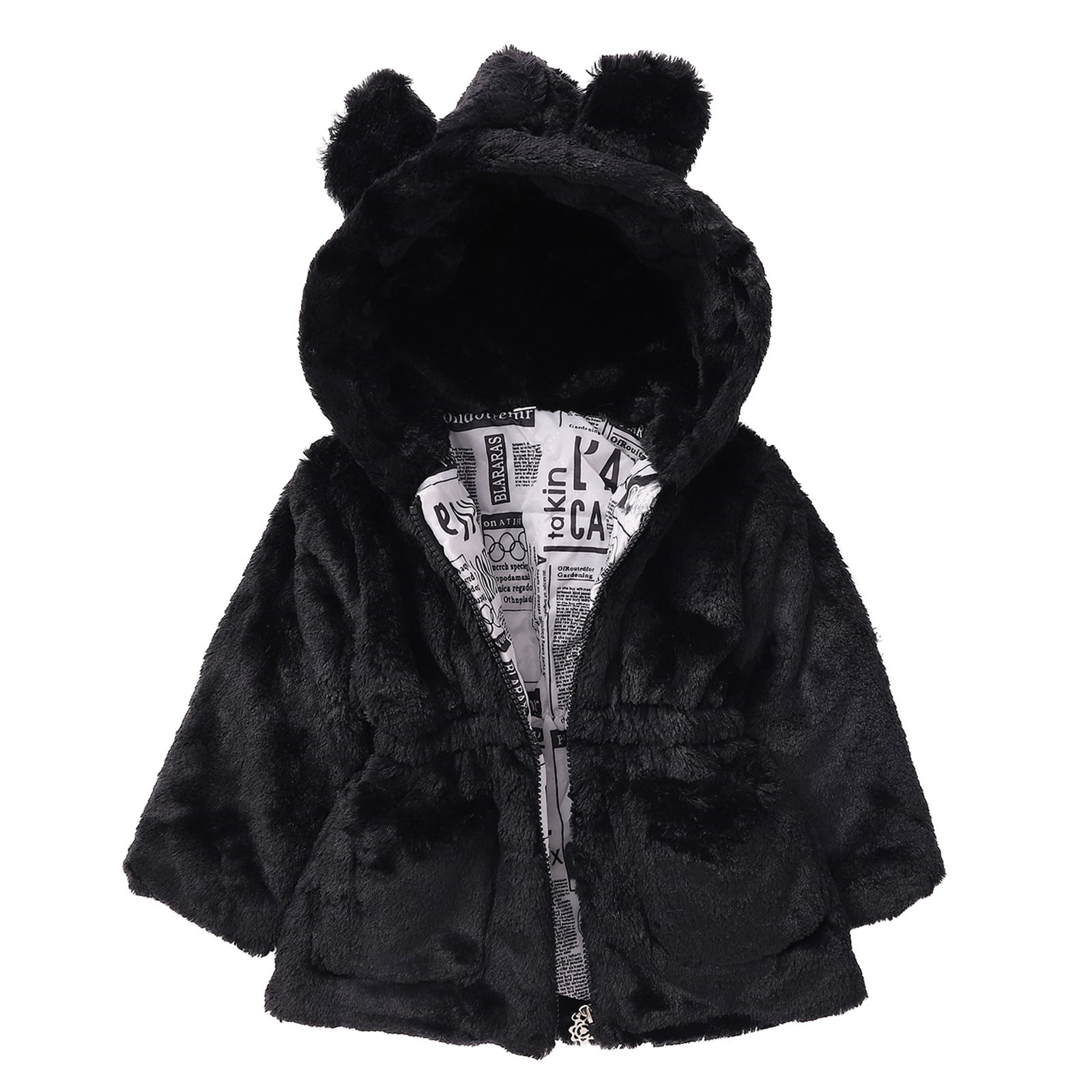 BULLPIANO Toddler Girls Winter Fleece Coats Jacket Kids Thicken Hooded Faux Jacket Baby Warm ...