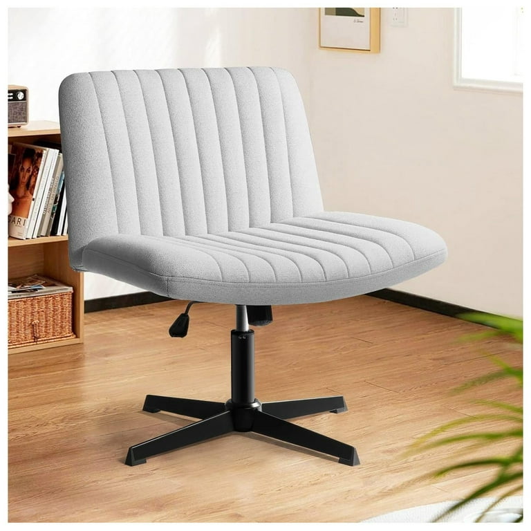 BULYAXIA Fabric Padded Desk Chair No Wheels Armless Wide Swivel Home Office Desk Chair 120 Rocking Back Ergonomic Computer Task Vanity Chairs for Office Home Make Up Small Space Bed Room Gray Walmart....
