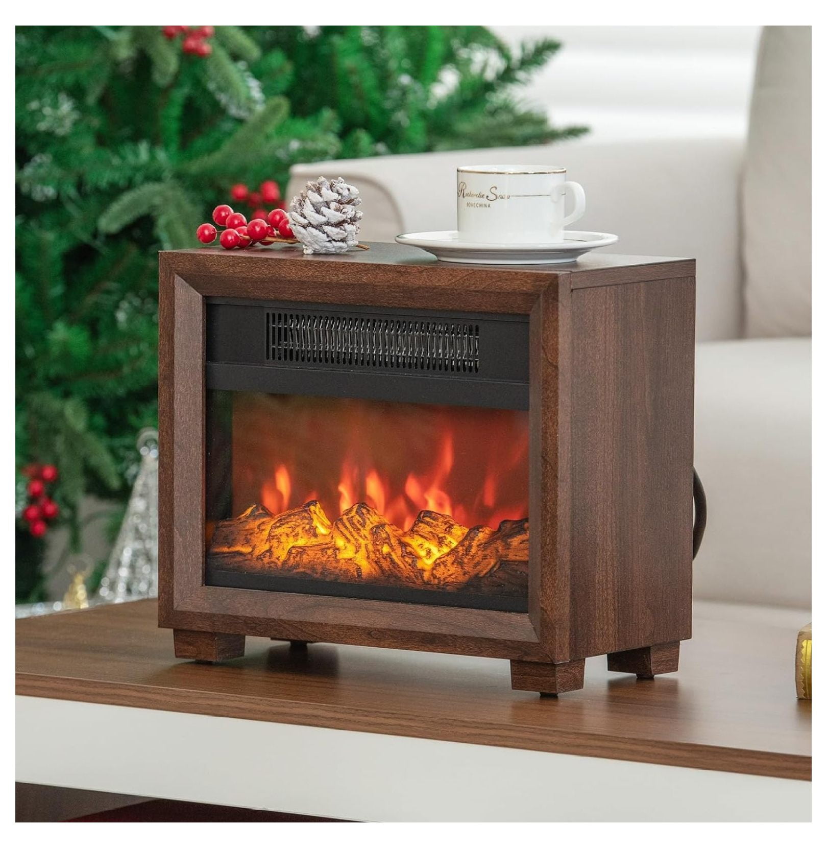 BULYAXIA Mini Electric Fireplace Heater for Indoor Use, 13 Inch ...