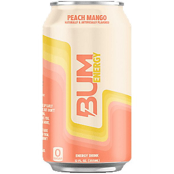 BUM Energy Peach Mango 112mg Natural Caffeine, 12 fl oz, 12 Pack ...