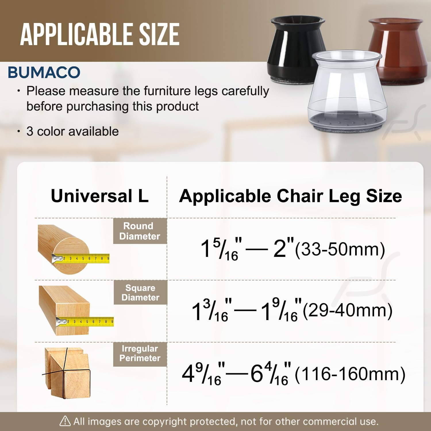 BUMACO 40Pcs Chair Leg Floor Protectors Chair Leg Protectors for ...