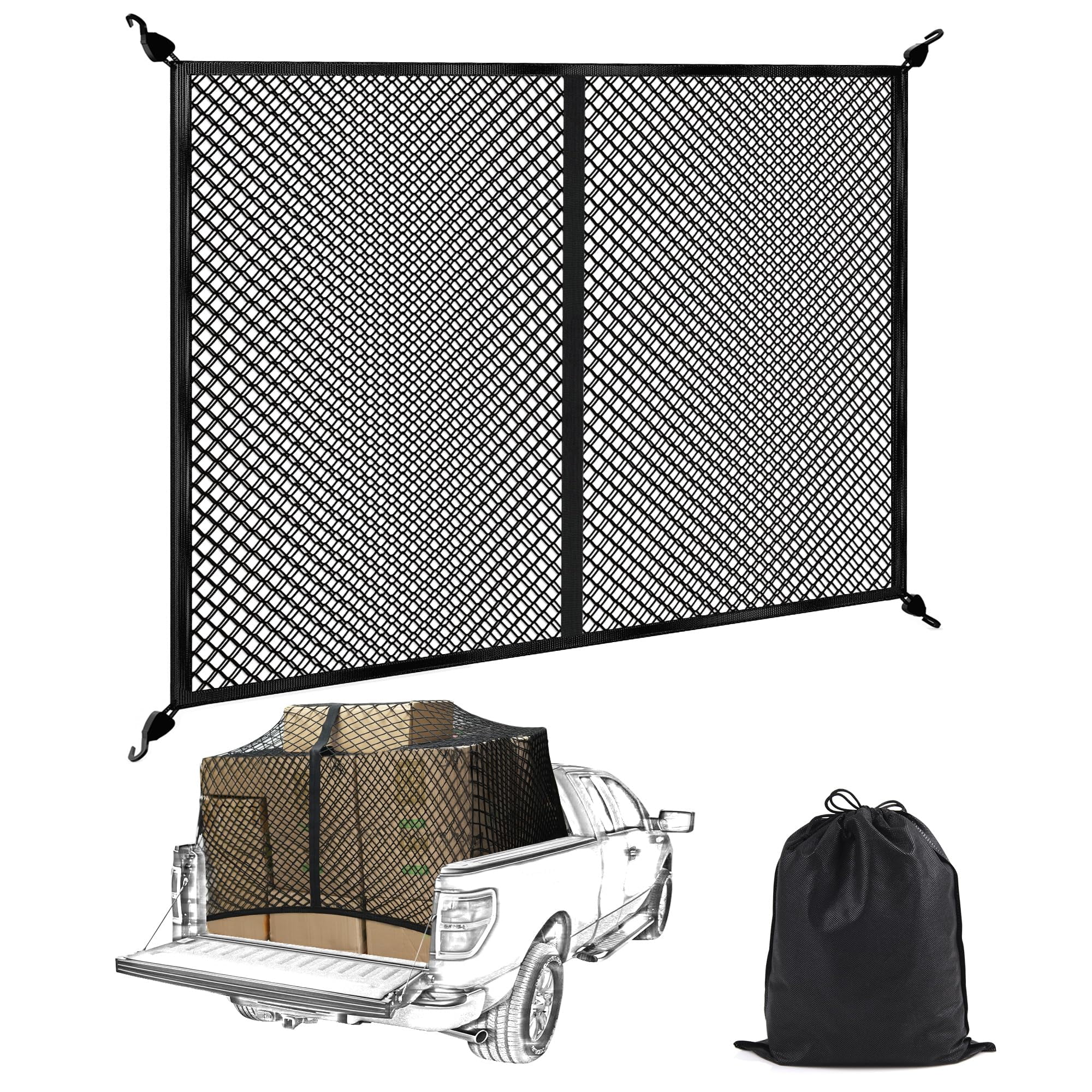 BUMBEE Truck Bed Cargo Net, Highly Elastic Double-Layered Stretchable ...