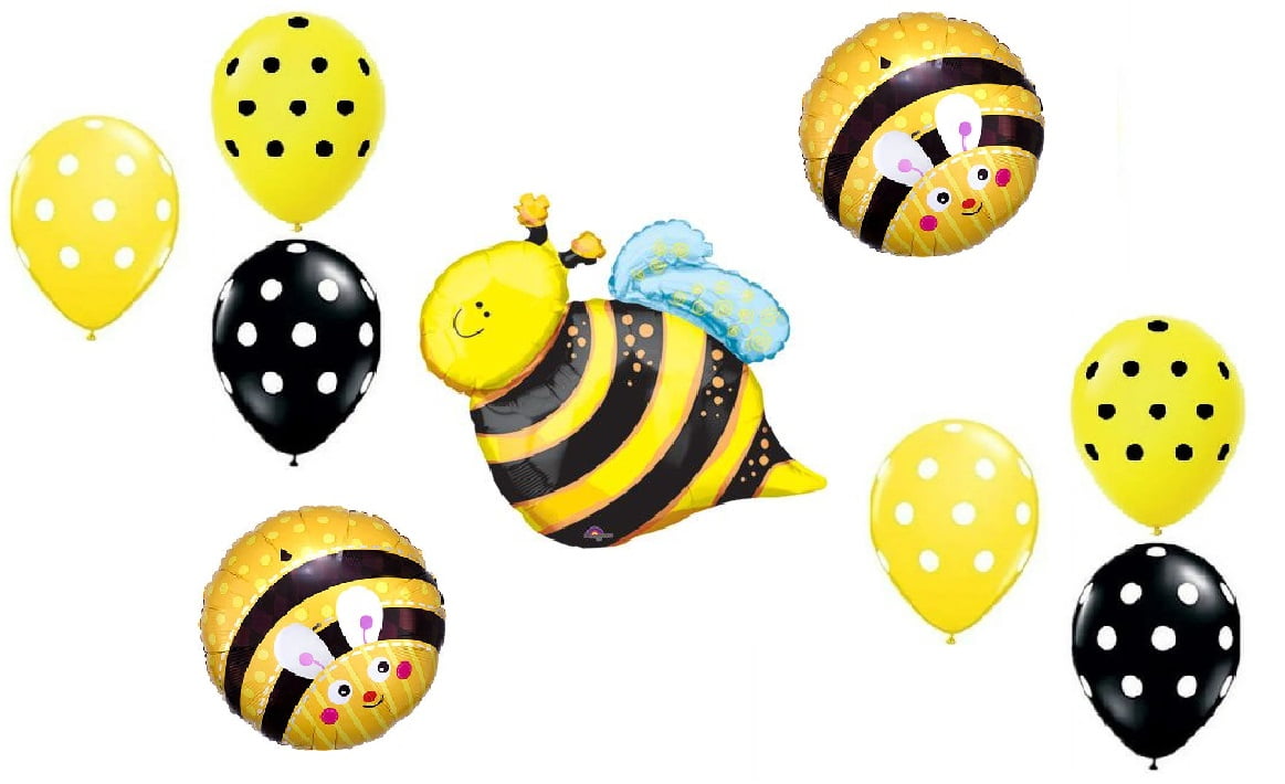 BUMBLE BEE Day BumbleBee Buzz Birthday Party (9) Mylar & Latex Balloons ...