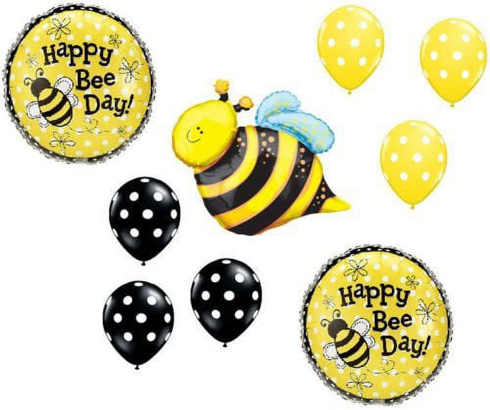 BUMBLE BEE Day BumbleBee Polka Dot Birthday PARTY 9 Mylar Latex ...