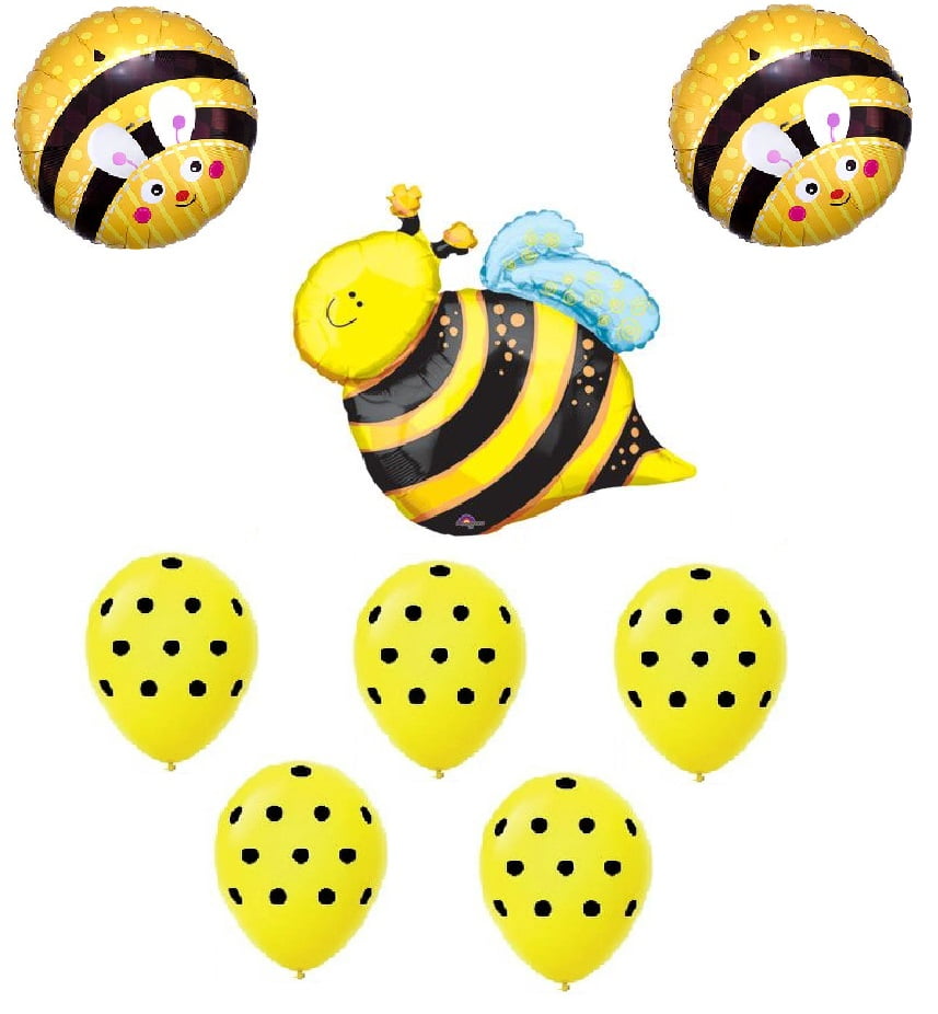 BUMBLE BEE Day BumbleBee Polka Dot Birthday PARTY 9 Mylar Latex ...