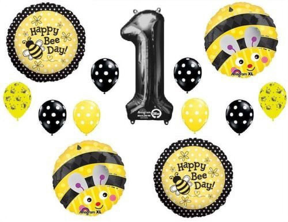 BUMBLEBEE Bumble Bee Polka Dots #1 1st Birthday PARTY 13 Mylar Latex ...