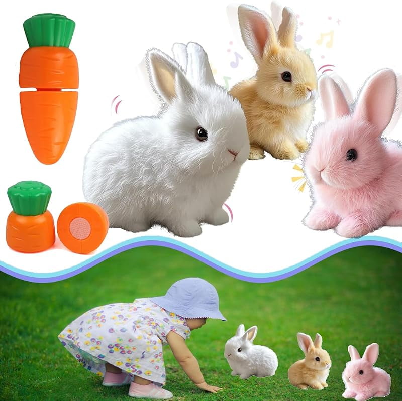 BUNBY BUNNY TOY, Easter MY REALISTIC BUNNY TOY, Realistic Bunny Rabbit Toys, Interactive Bunny ...