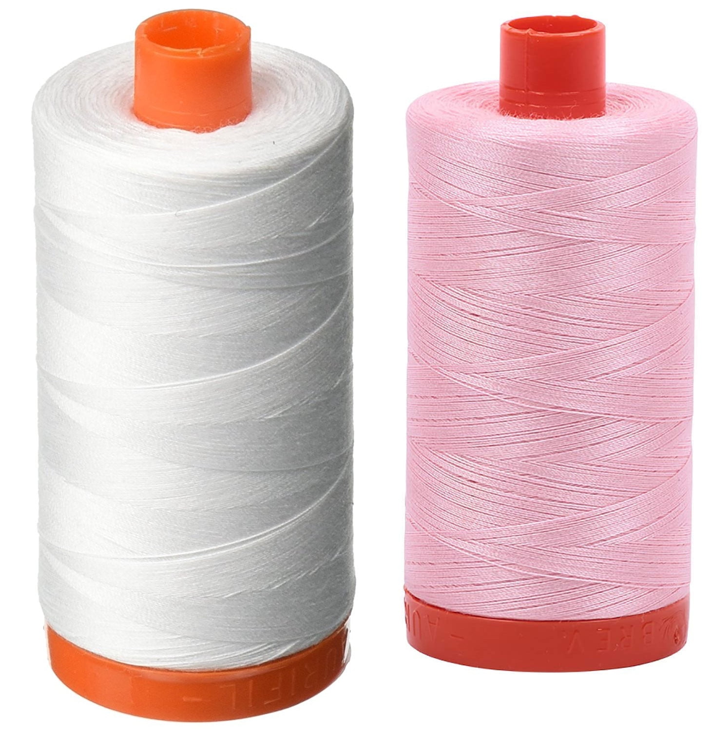 Aurifil Cotton Mako 50wt Sewing Thread, White and Baby Pink, 1422 yards ...