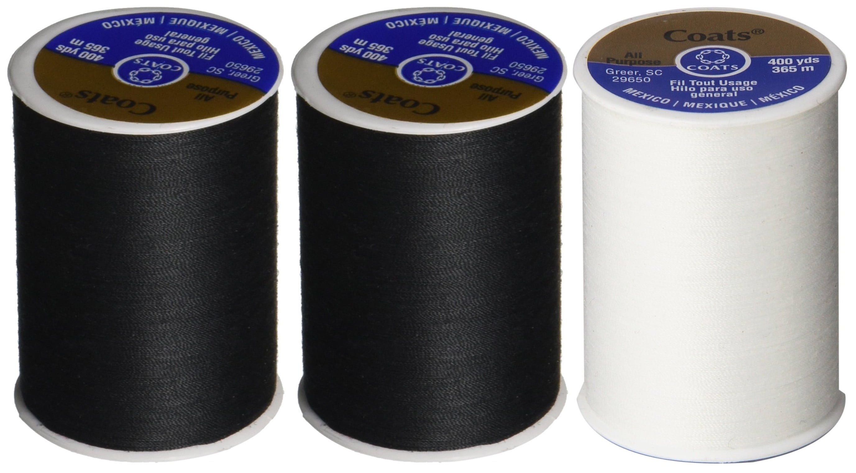 Coats and Clark Dual Duty All-Purpose Sewing Thread, 3-Pack, 2 Black ...