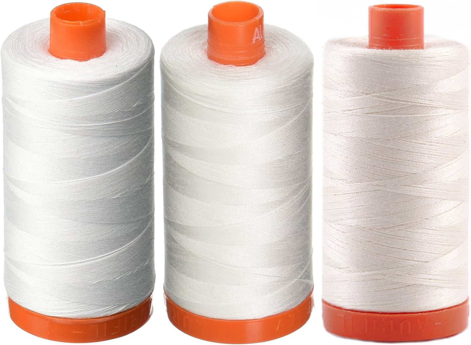 3-Pack - Aurifil 50WT - White + Natural White + Chalk, Solid - Mako ...