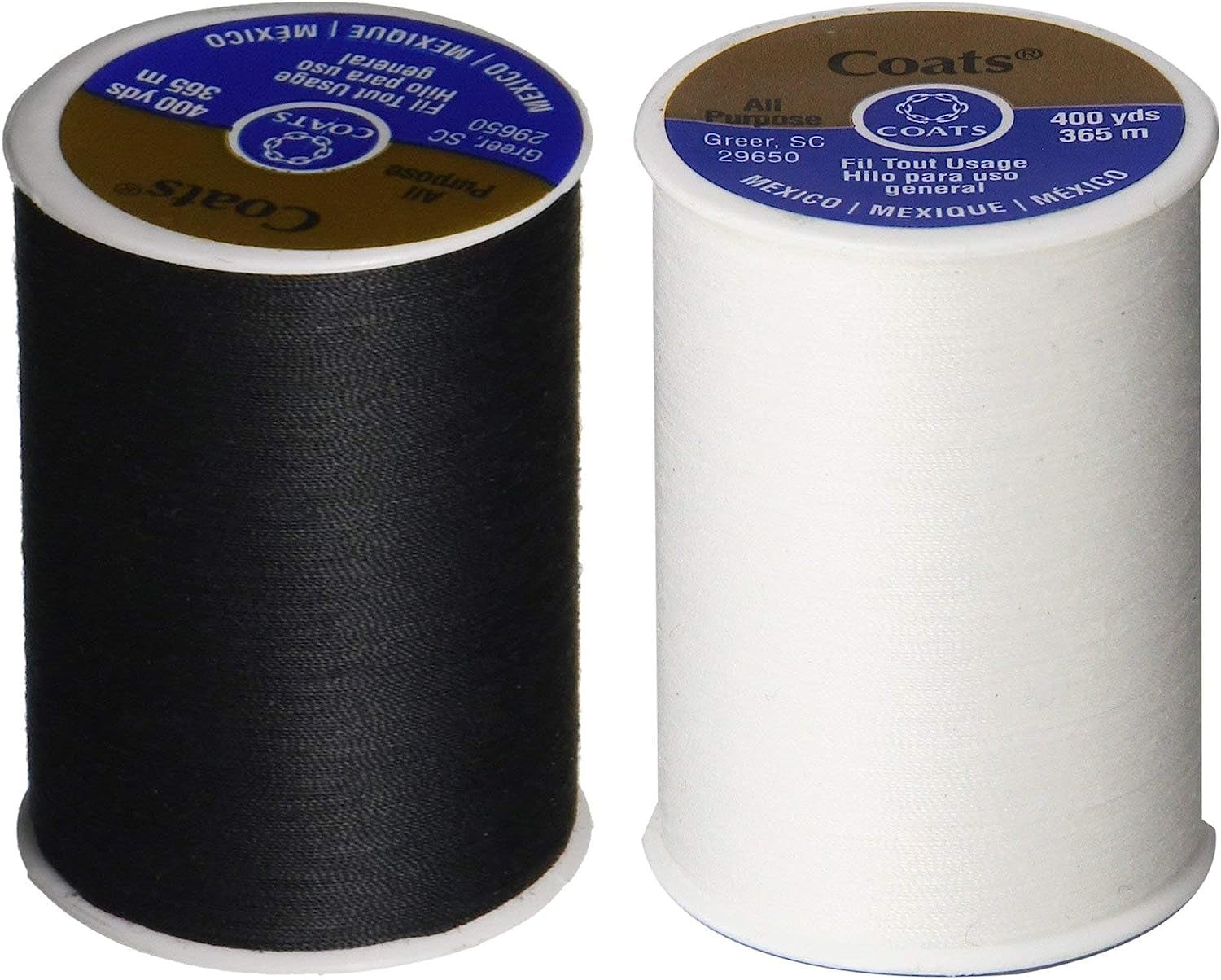 [BUNDLE] - Coats All-Purpose Thread 400yds Black + 400yds White ...
