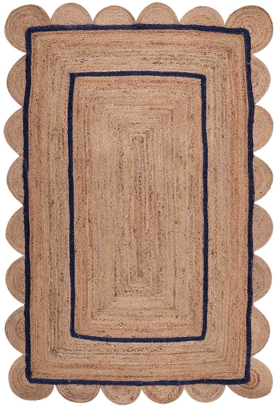 BUNGALOWANDBEYOND Eco-Chic Hand Braided Scalloped Jute Rug for ...