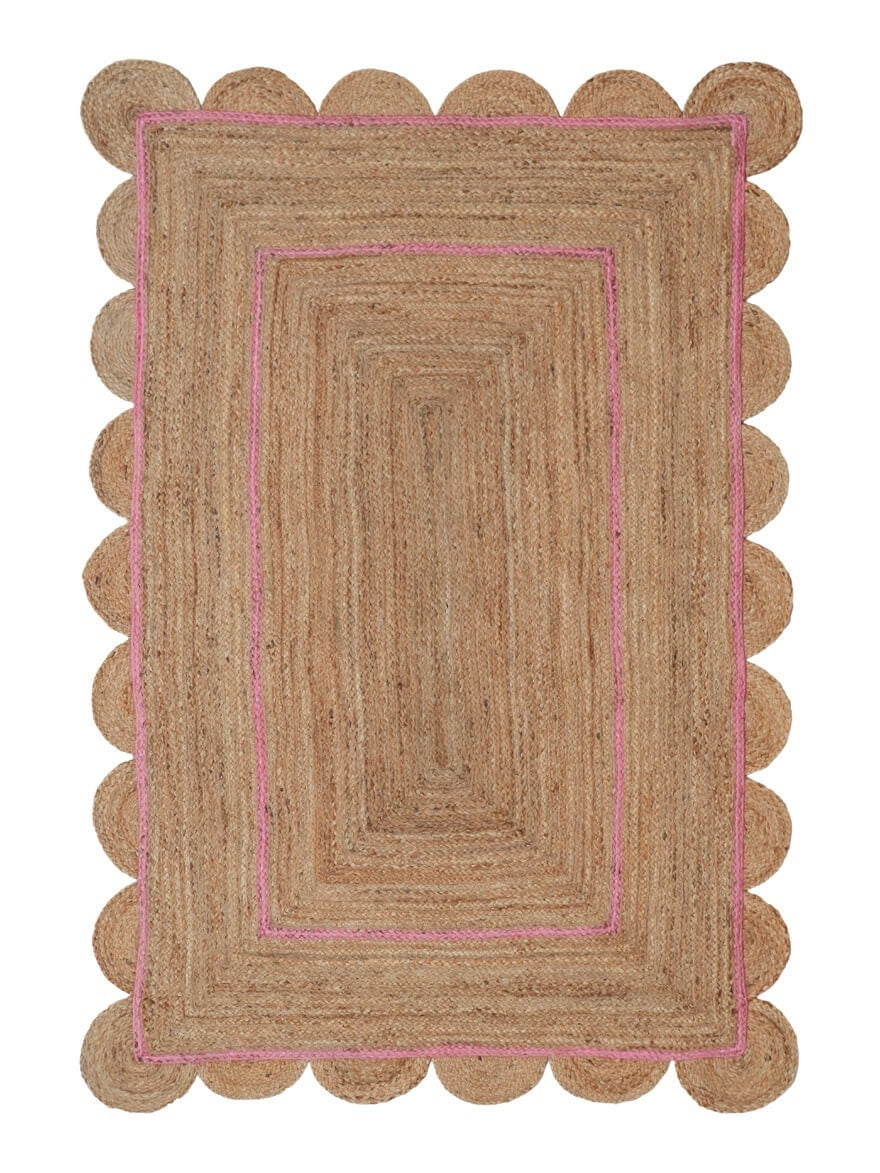 BUNGALOWANDBEYOND Scalloped Jute Floor Rug – Rustic Texture with Soft ...