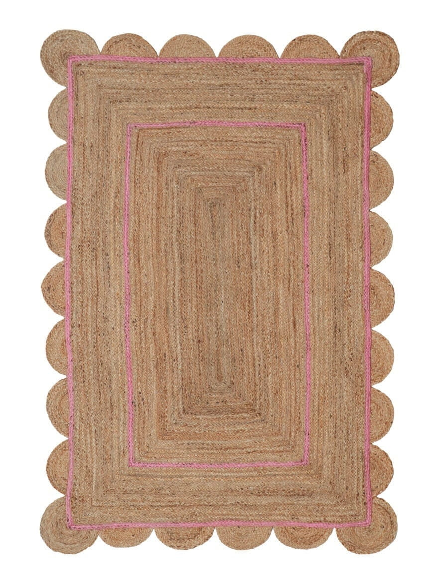 BUNGALOWANDBEYOND Scalloped Jute Floor Rug – Rustic Texture with Soft ...