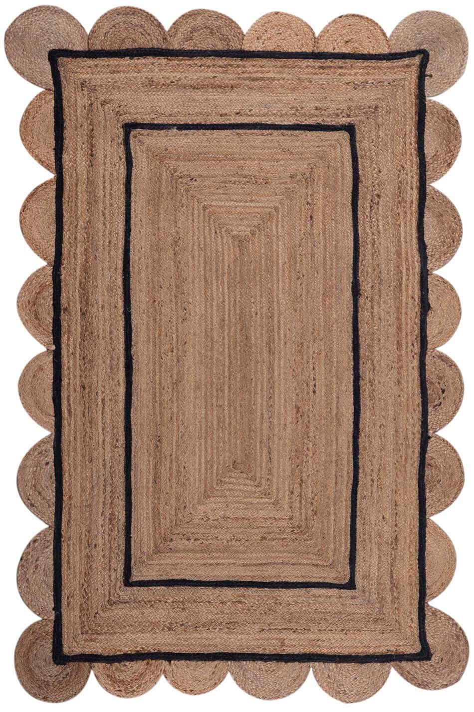 BUNGALOWANDBEYOND Soft Curve Scalloped Jute Rug – Handmade with Natural ...
