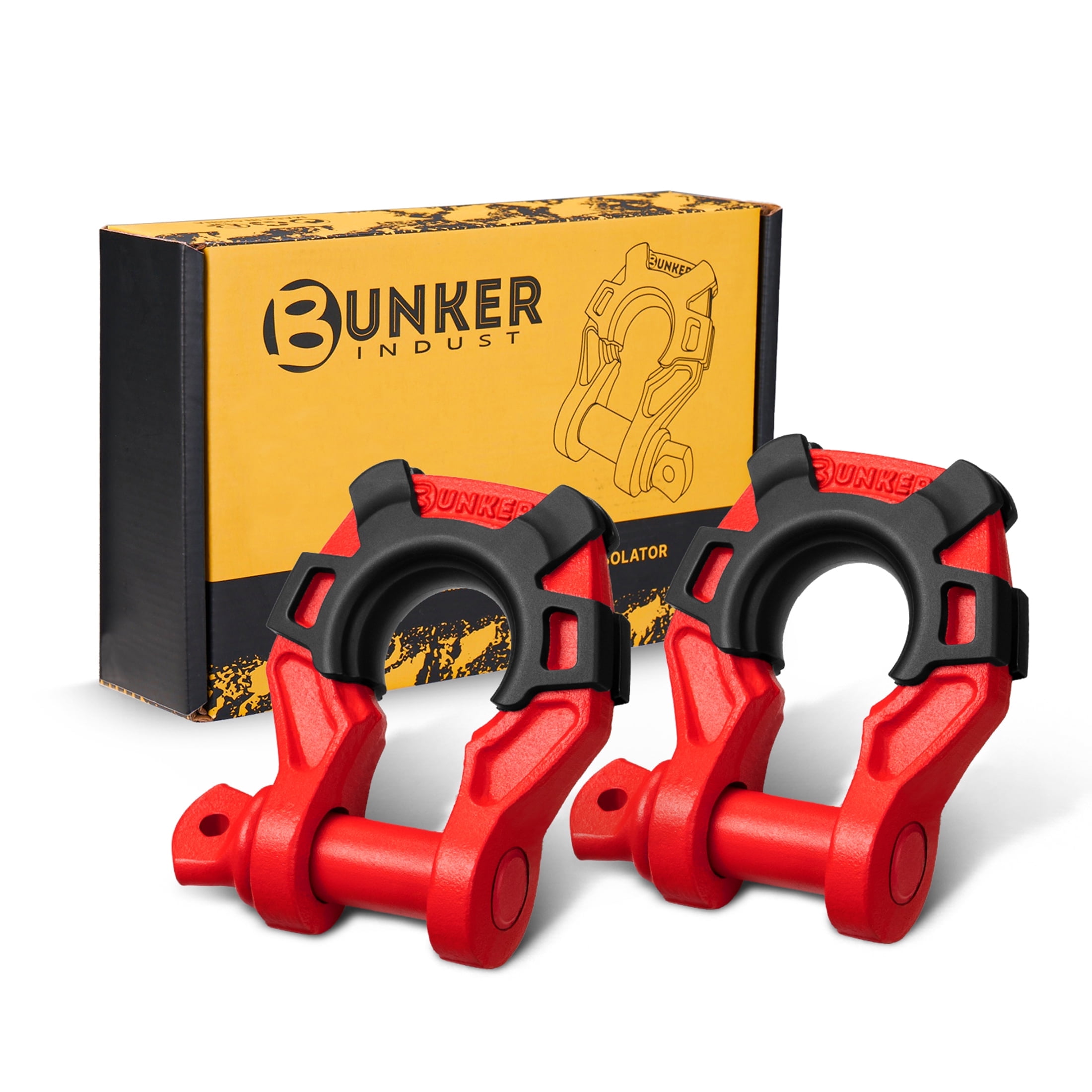 BUNKER INDUST 3/4" D Ring Shackle with 7/8" Pin,Red Tow Shackles with ...