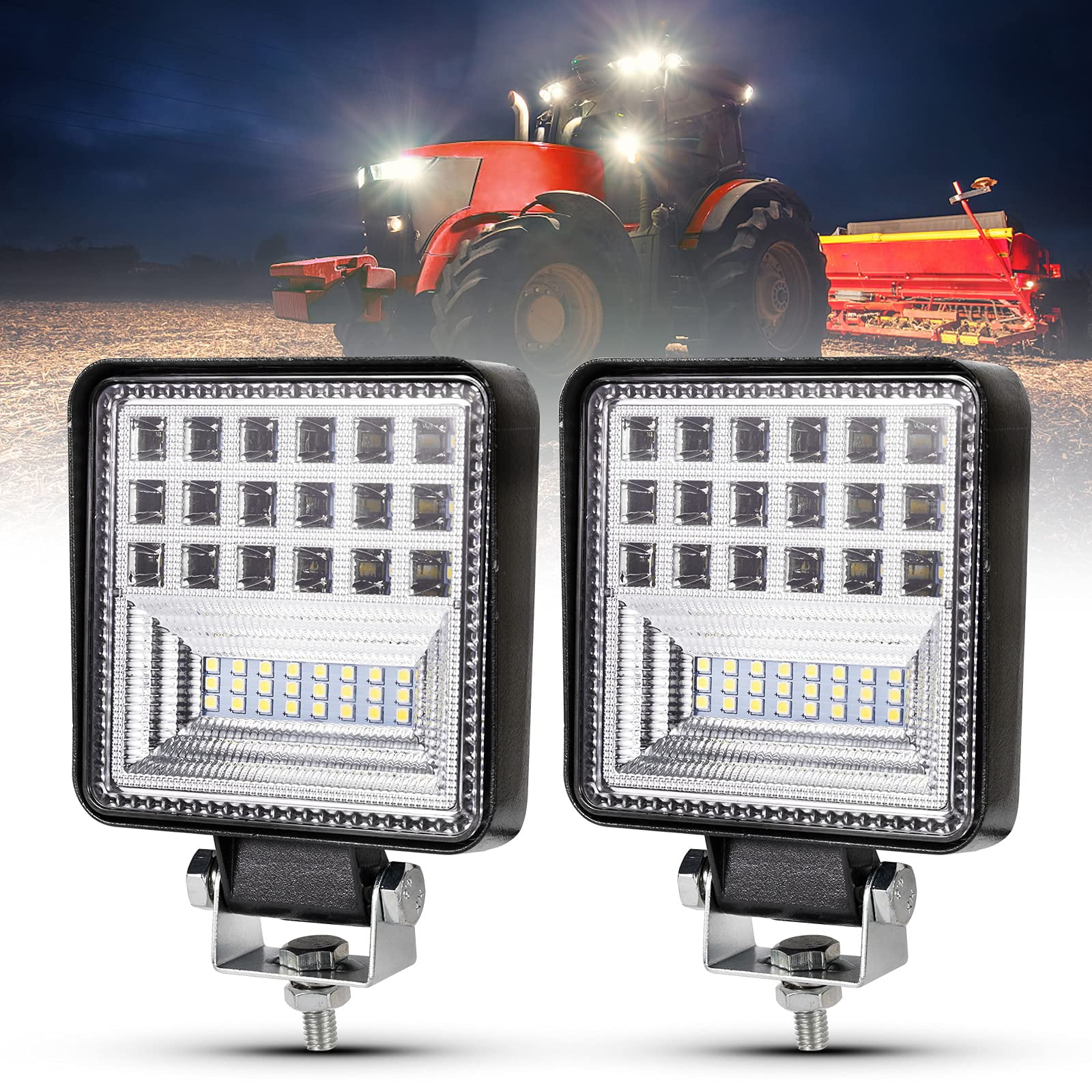 BUNKER INDUST 4 Inch RRF12 LED Light Pods,2 Pcs Square Tractor Work ...