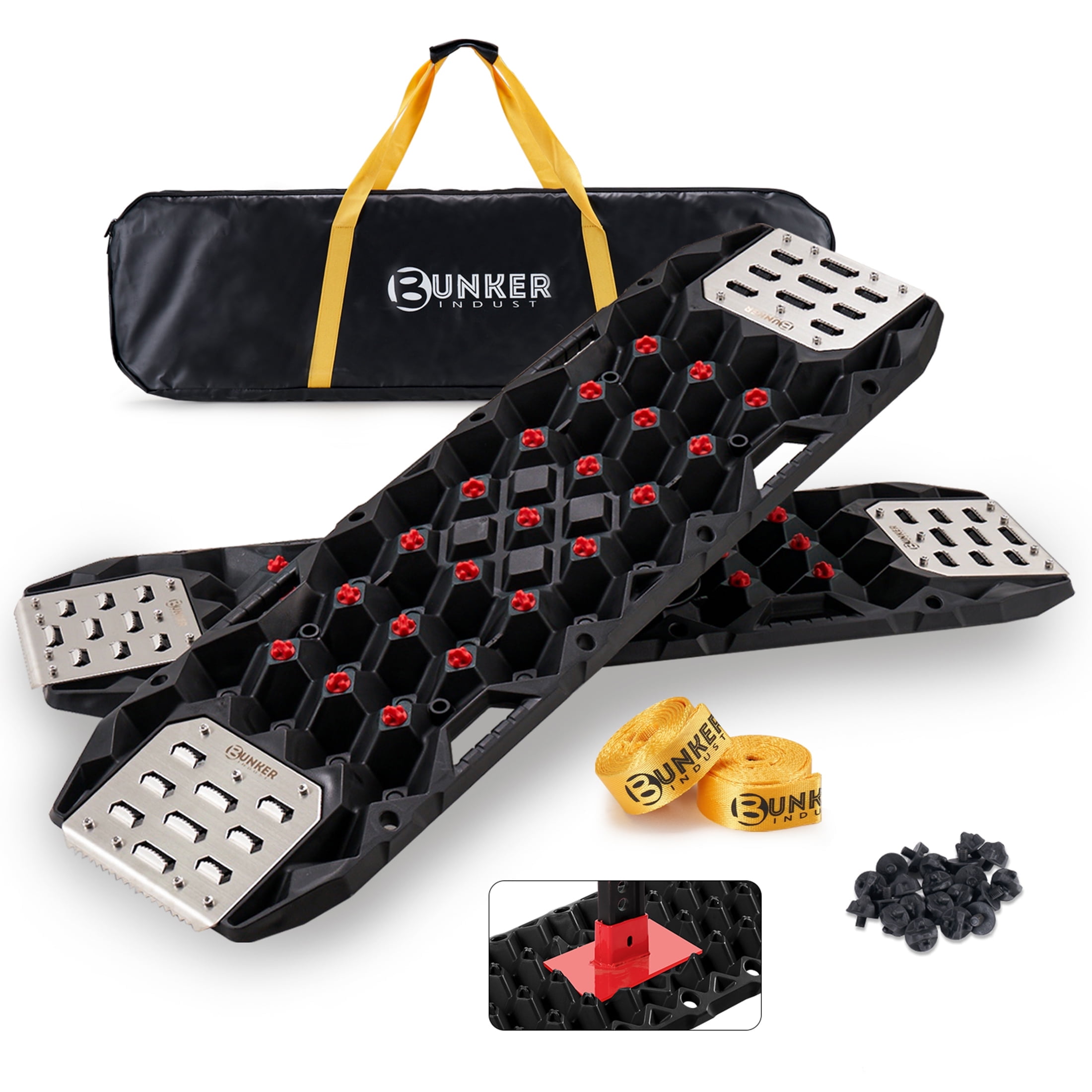 BUNKER INDUST Offroad Traction Boards with Jack Base,Pair 47.24"L x 14 ...