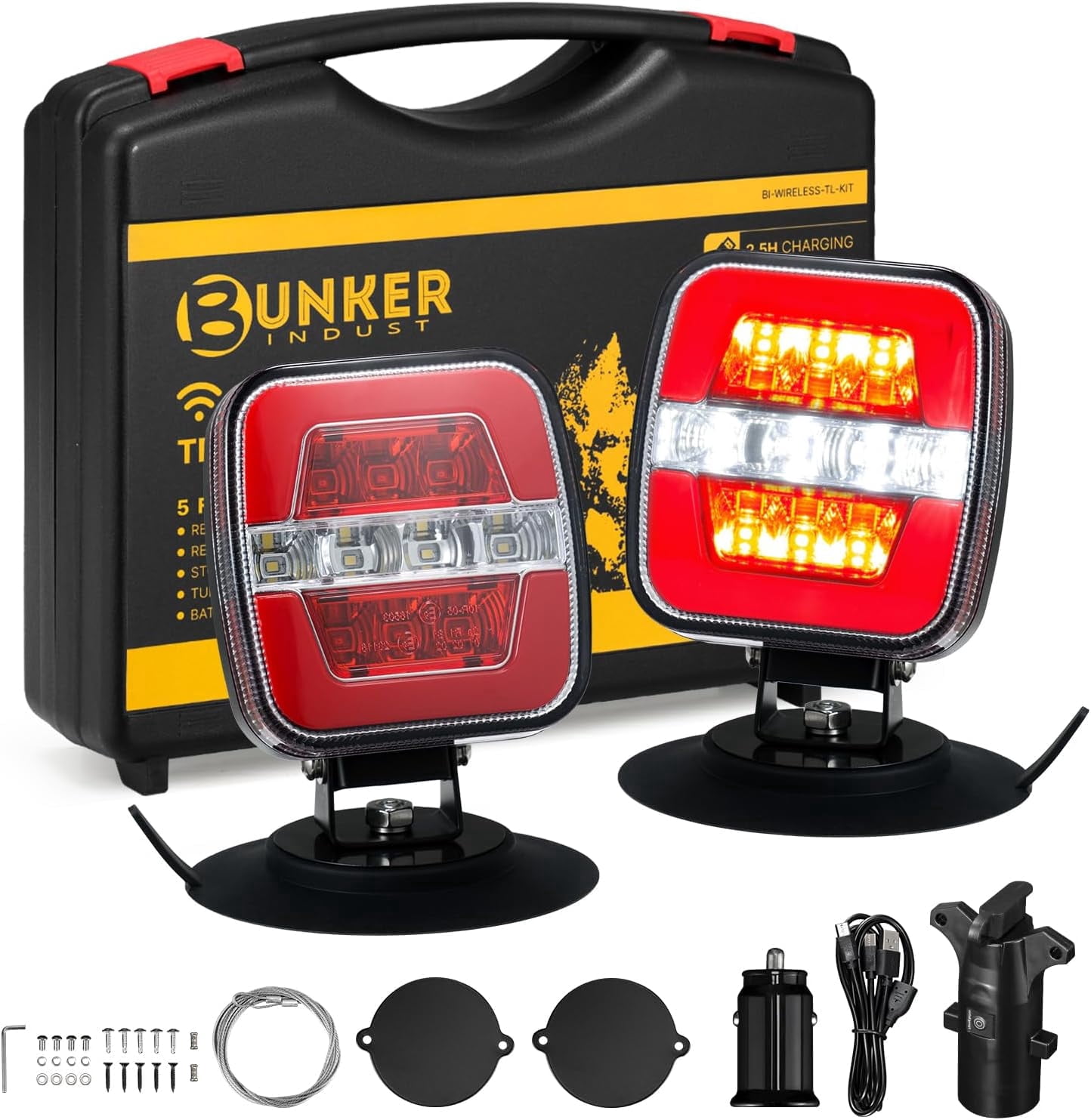 BUNKER INDUST Wireless Trailer Lights Kit, Adjustable Magnetic Towing ...