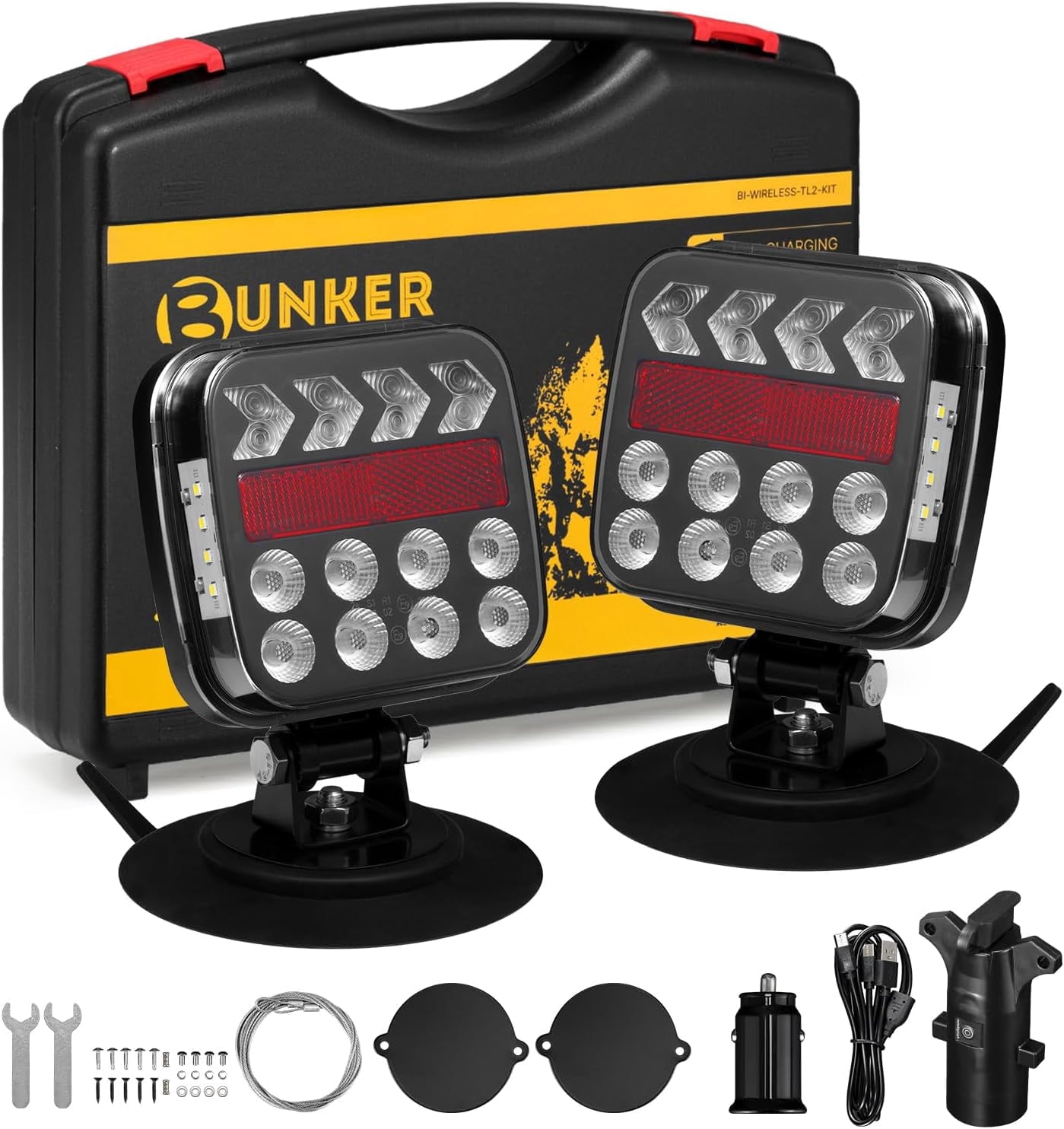BUNKER INDUST Wireless Trailer Lights Kit, Adjustable Magnetic Towing ...