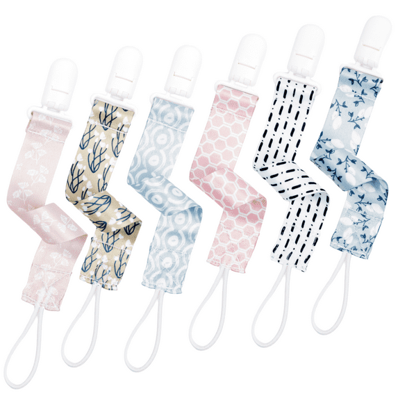 BUNNYBEE Pacifier Clip Set - Farmhouse Florals Collection - 6 Count ...