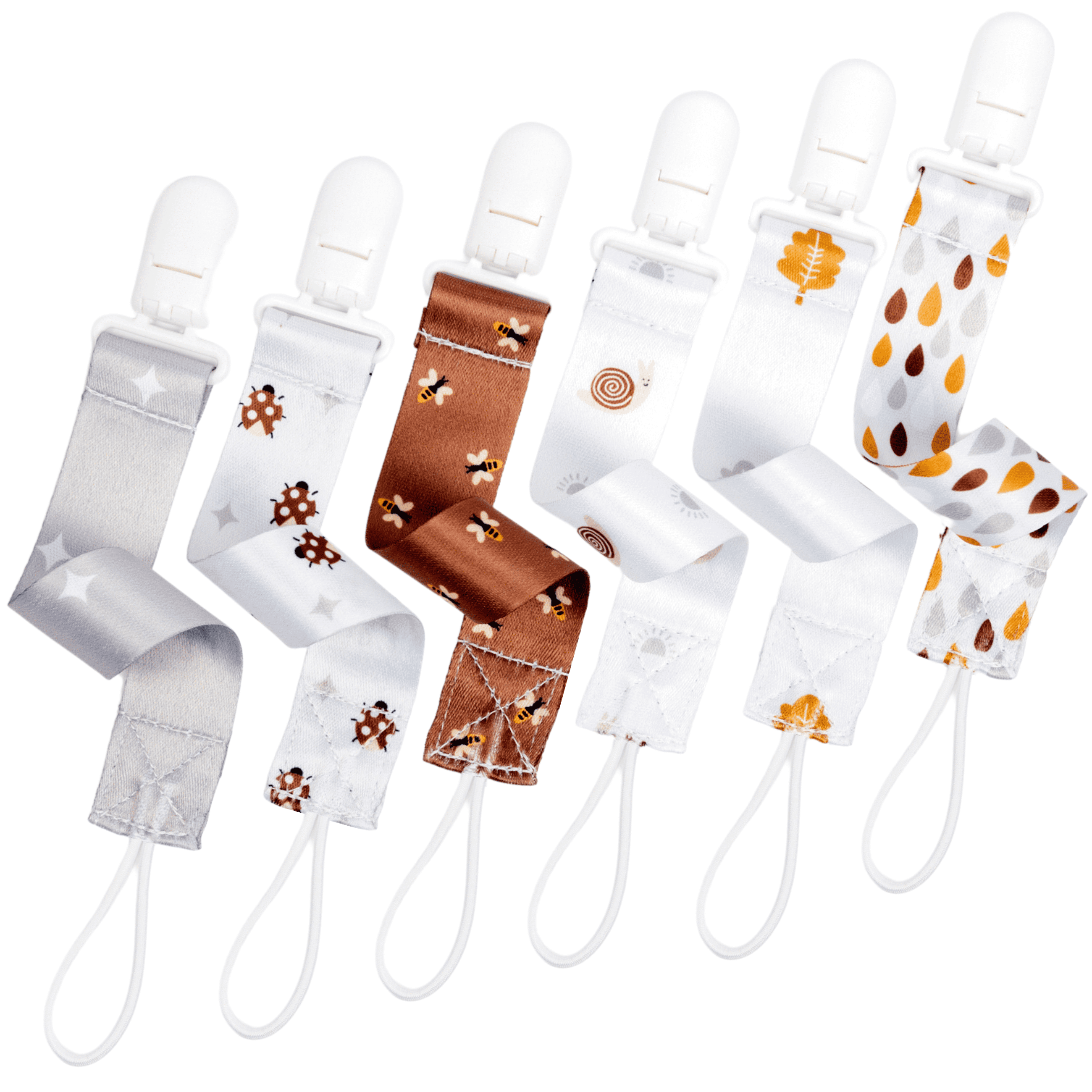 BUNNYBEE Pacifier Clip Set - Garden Friends Collection - 6 Count ...